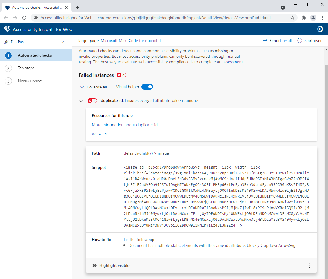 Chrome Accessibility Issue: Duplicate-ID · Issue #4009 · microsoft/pxt-microbit · GitHub