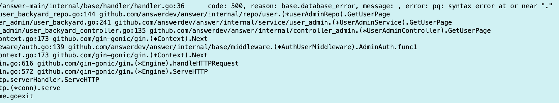 50x Error. Url:  Admin Users?filter=staff · Issue #424 · Answerdev 