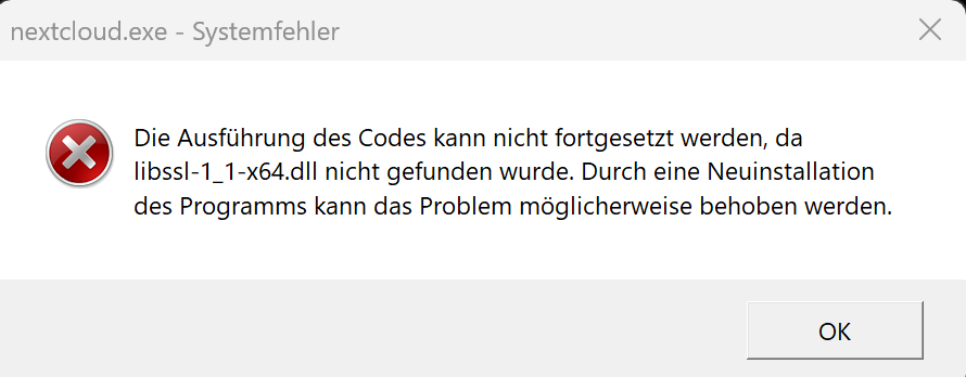 [Bug]: libcrypto-1_1-x64.dll not found · Issue #5925 · nextcloud/desktop · GitHub