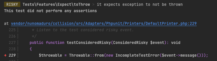 NotThrow expectation doesn't work correctly · Issue #657 · pestphp/pest · GitHub