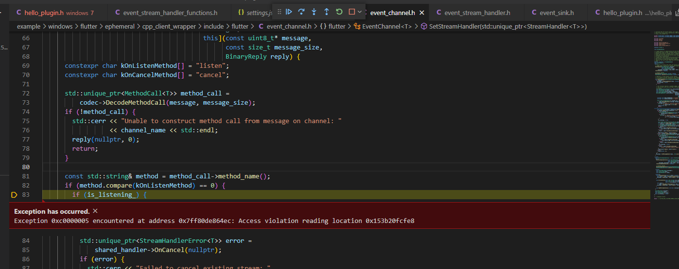 Native SetStreamHandler for event stream on Windows results crash ... Native SetStreamHandler for event stream on Windows results crash ...
