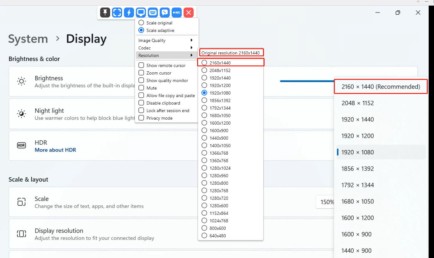 Can't chose original resolution 3840x2160 · Issue #5082 · rustdesk/rustdesk · GitHub
