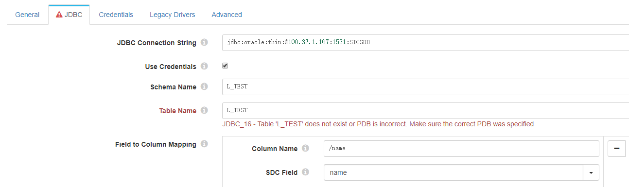 JDBC_16 - Table 'xxx' does not exist or PDB is incorrect. Make sure the correct PDB was ...