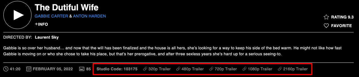 Vixen Media Group Trailers, Studio Code, and Click to Copy · GitHub