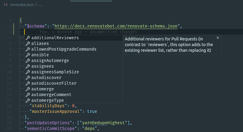 Include Schema Property In Onboarding Renovate Json · Issue 5427