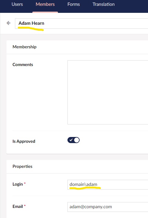 Member's username with backslash not supported (domain\username format ...