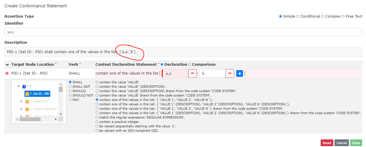 [BUG]Comma needs to be escaped in "list" type conformance statements · Issue #1142 · usnistgov ...