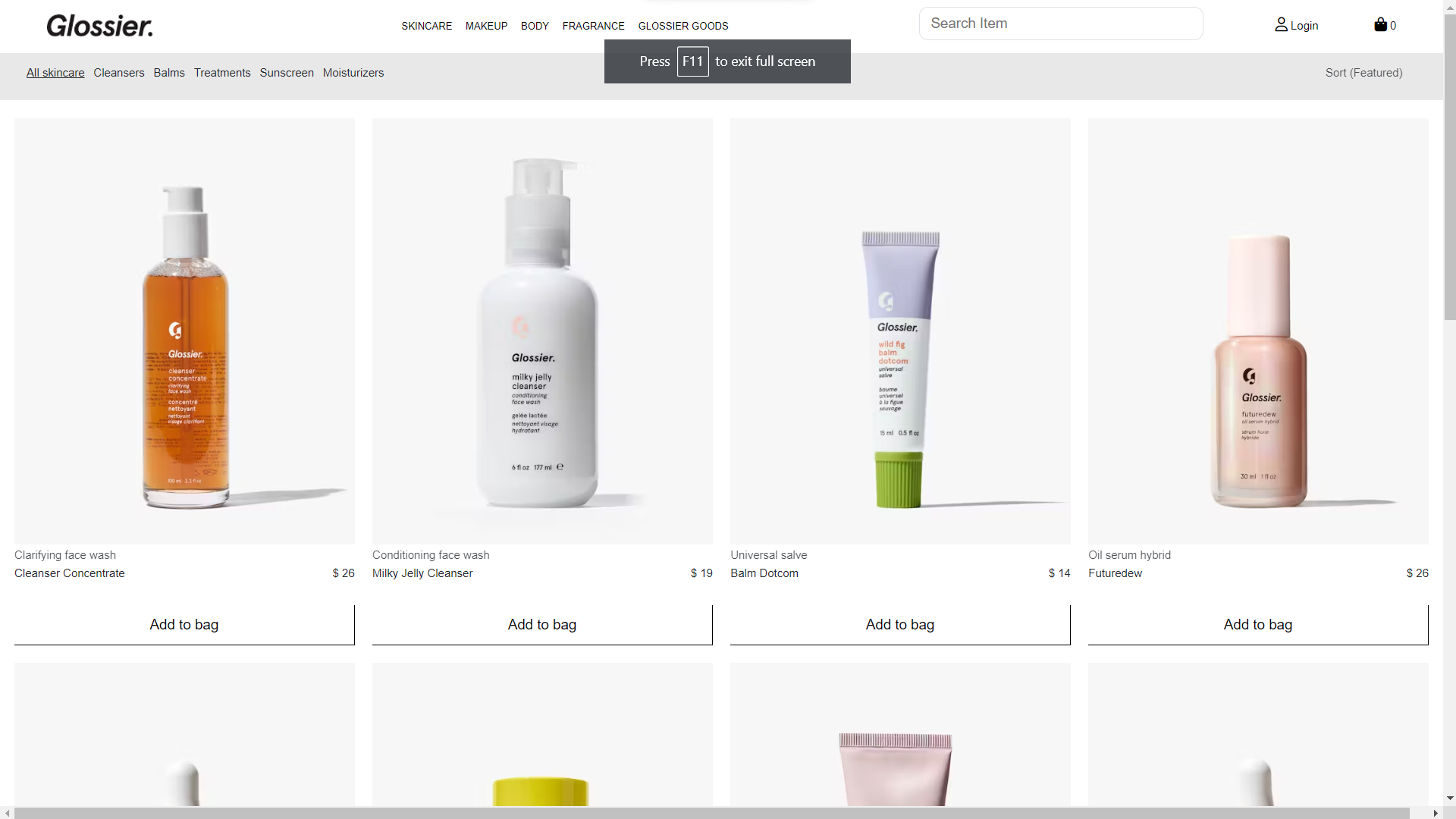 GitHub - arjundangi01/Glossier-clone: A user-friendly E-commerce website for women beauty Products