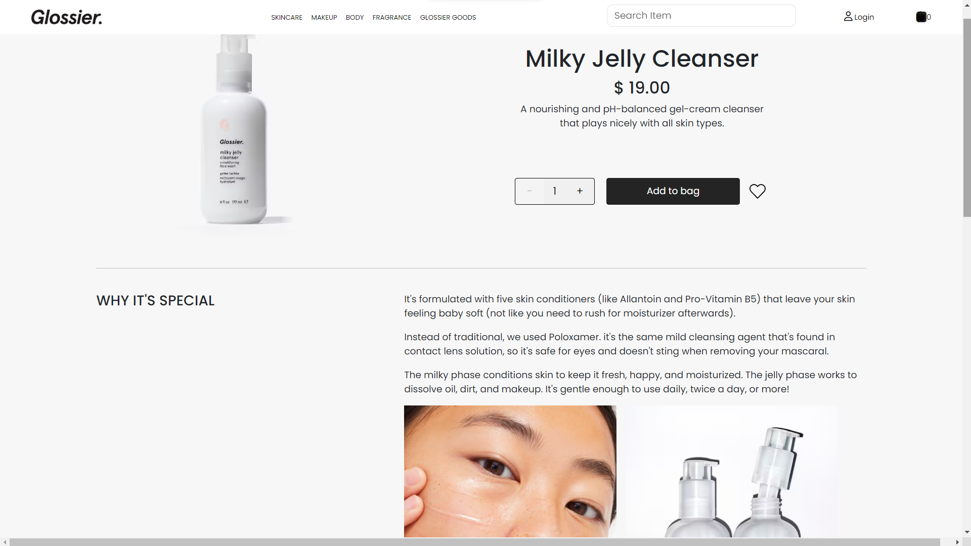 GitHub - arjundangi01/Glossier-clone: A user-friendly E-commerce website for women beauty Products