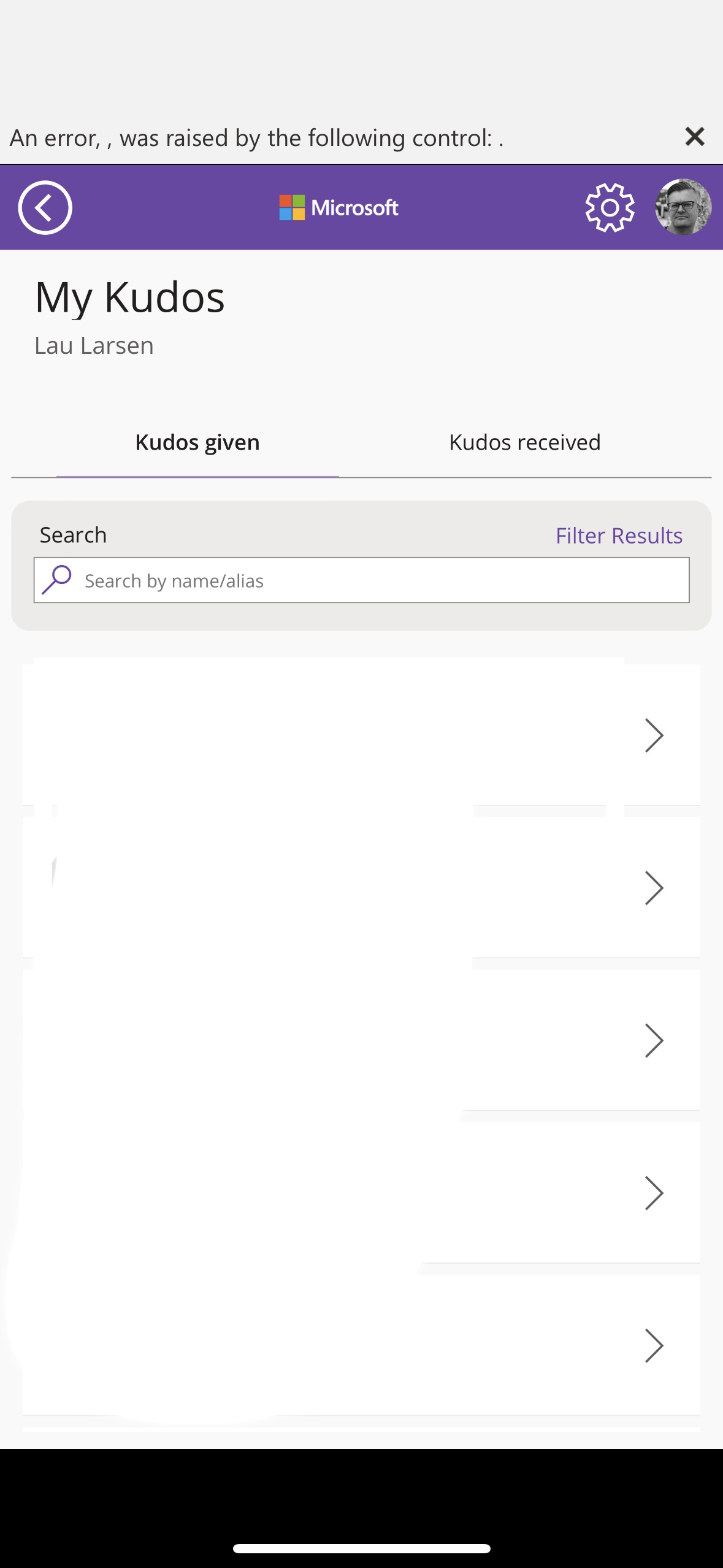 Kudos App - Strange Error - 'An error, , was raised by the following control: ." · Issue #23 ...