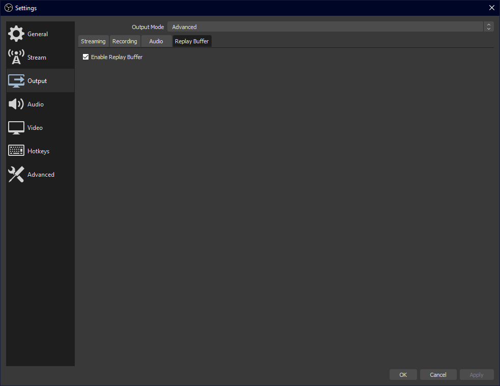 Replay Buffer Missing in Advanced Mode · Issue #4948 · obsproject/obs-studio · GitHub