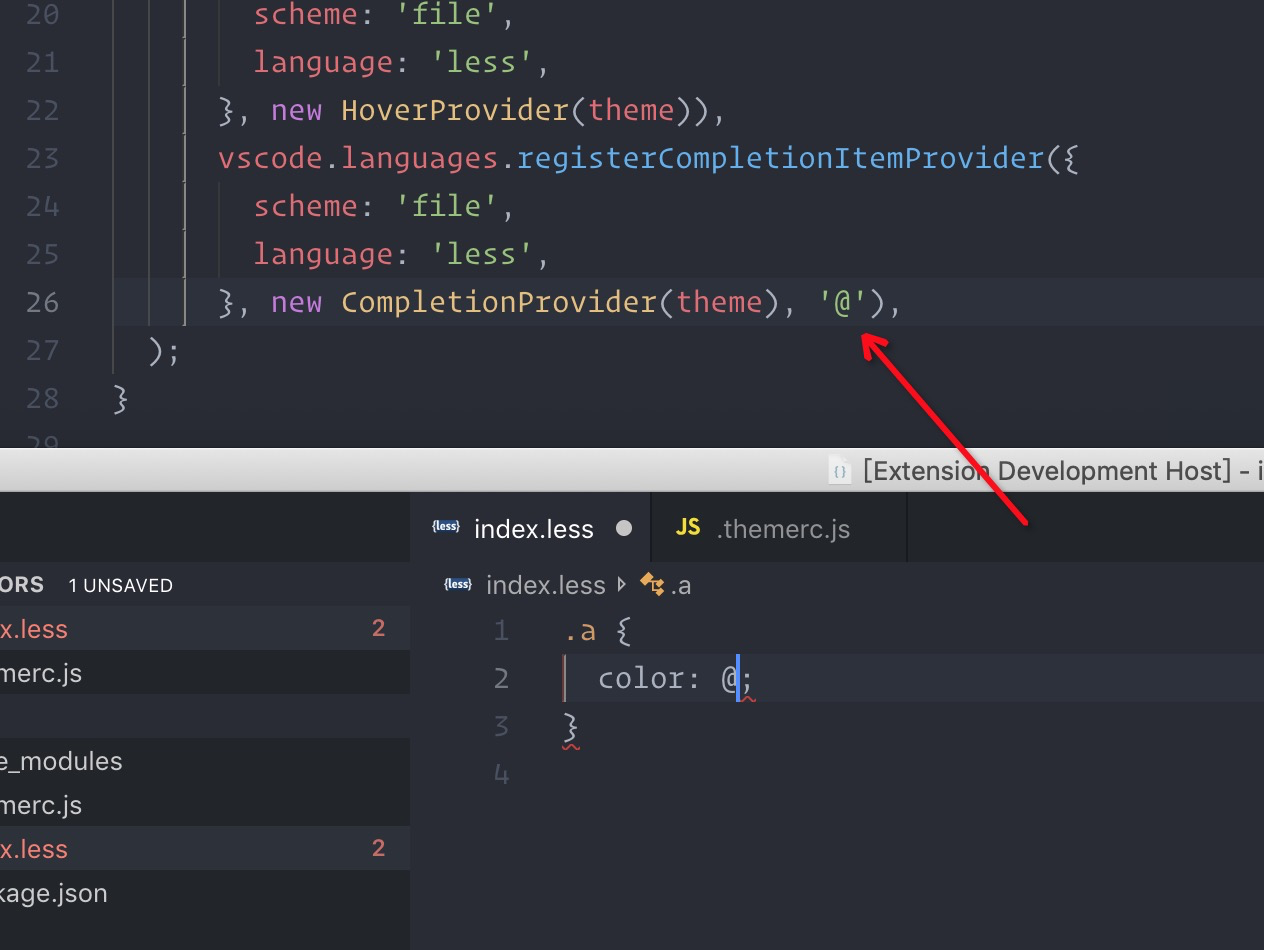 registerCompletionItemProvider not trigger `@` char in less. · Issue ...