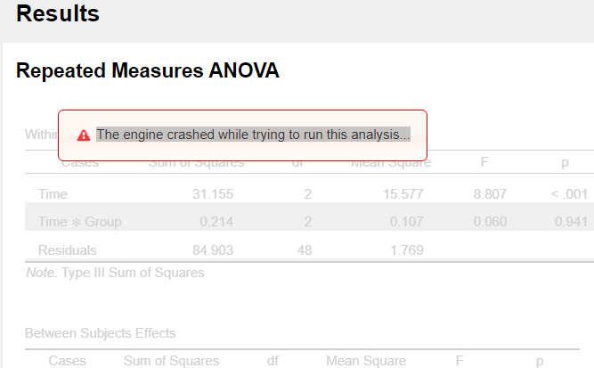 Bug The Engine Crashed While Trying To Run This Analysis · Issue 2185 · Jasp Statsjasp 7259