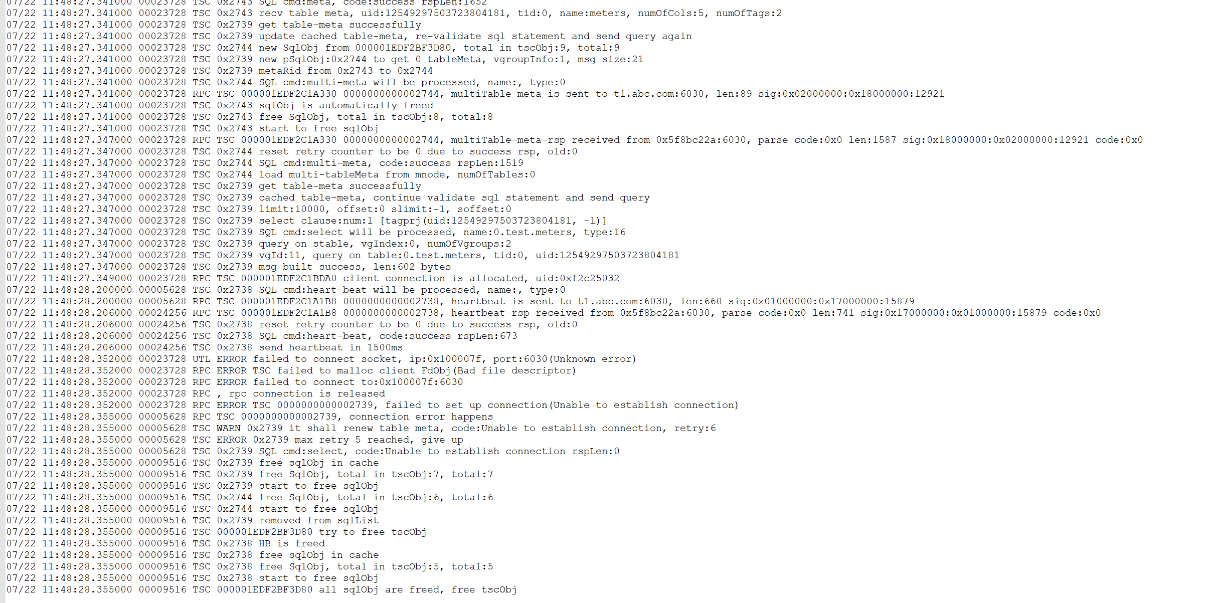 TDengine ERROR (8000000b): Unable to establish connection · Issue #6965 · taosdata/TDengine · GitHub