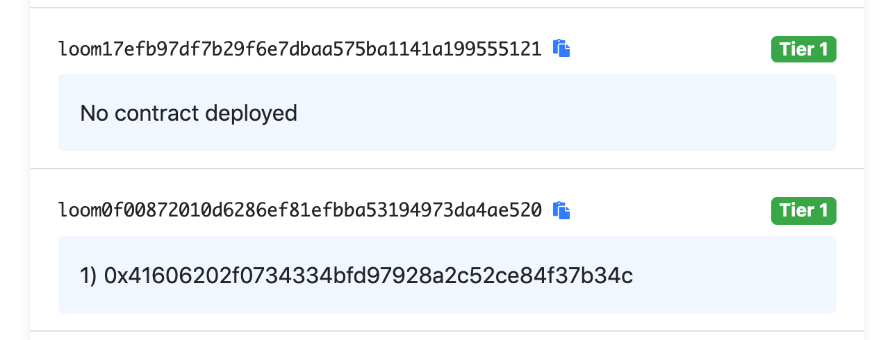 show deployed contract addresses on dev-deploy page · Issue #741 · loomnetwork/dashboard · GitHub