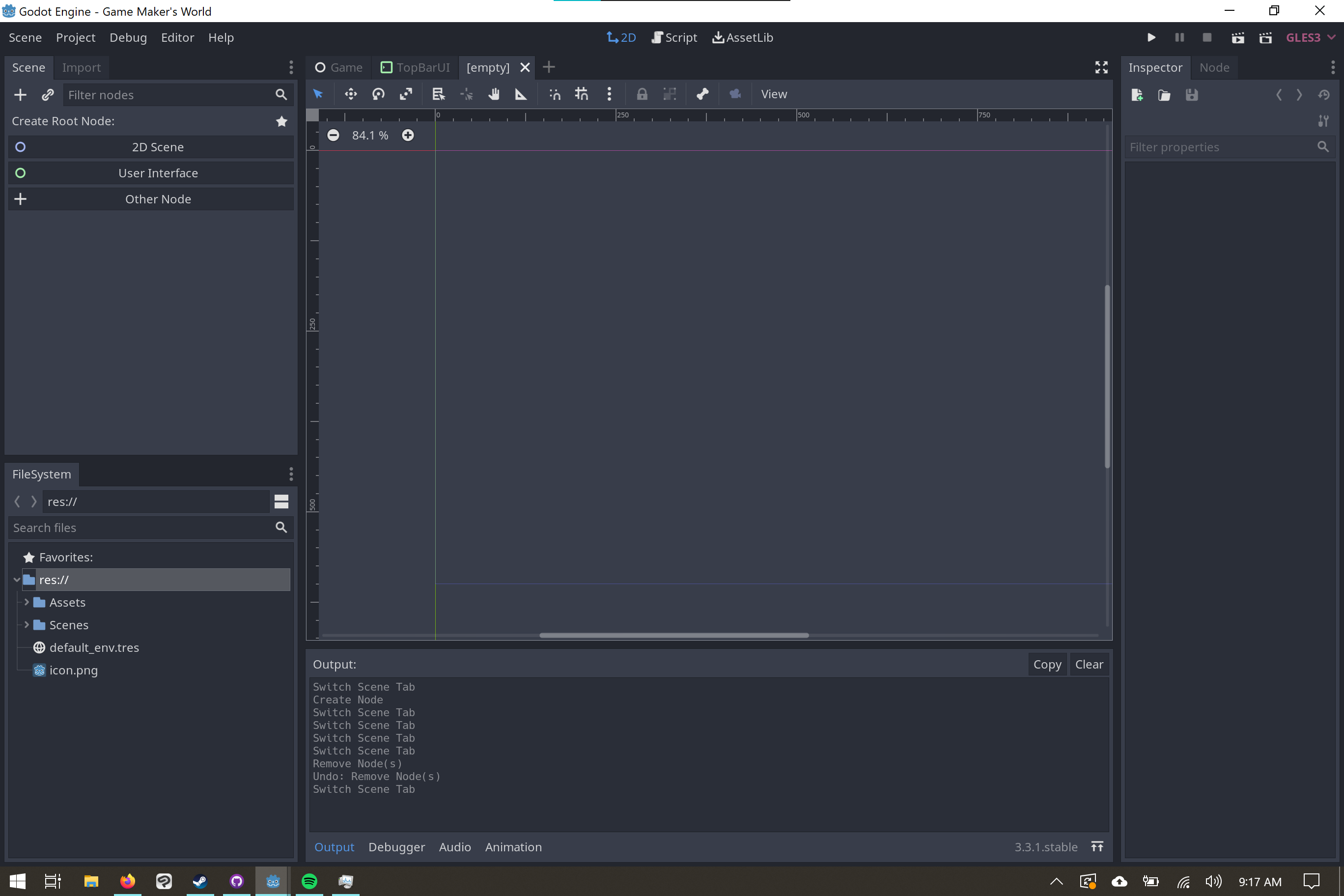 Graphical errors on editor when erasing nodes and switching between scenes on Intel graphics ...