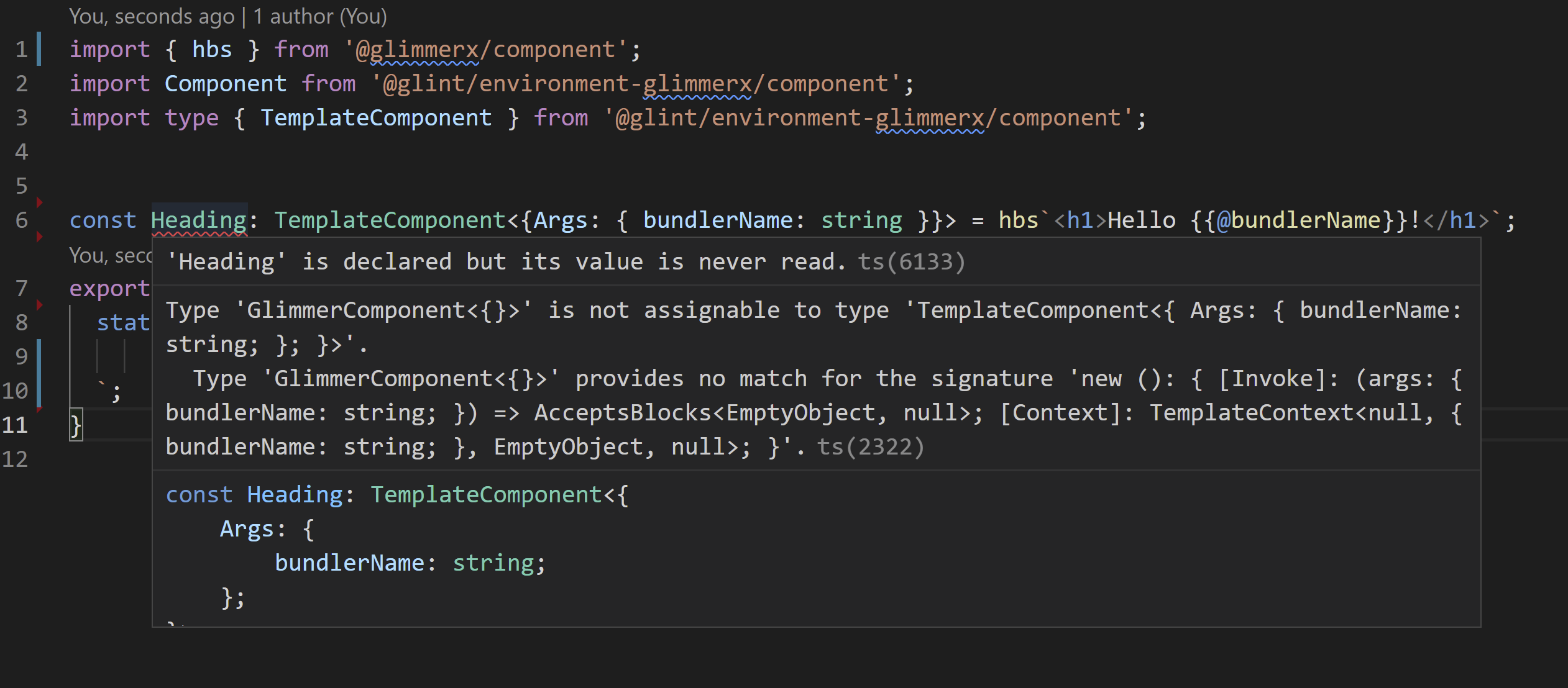 Type 'GlimmerComponent ' is not assignable to type 'TemplateComponent '. · Issue #222 · typed ...