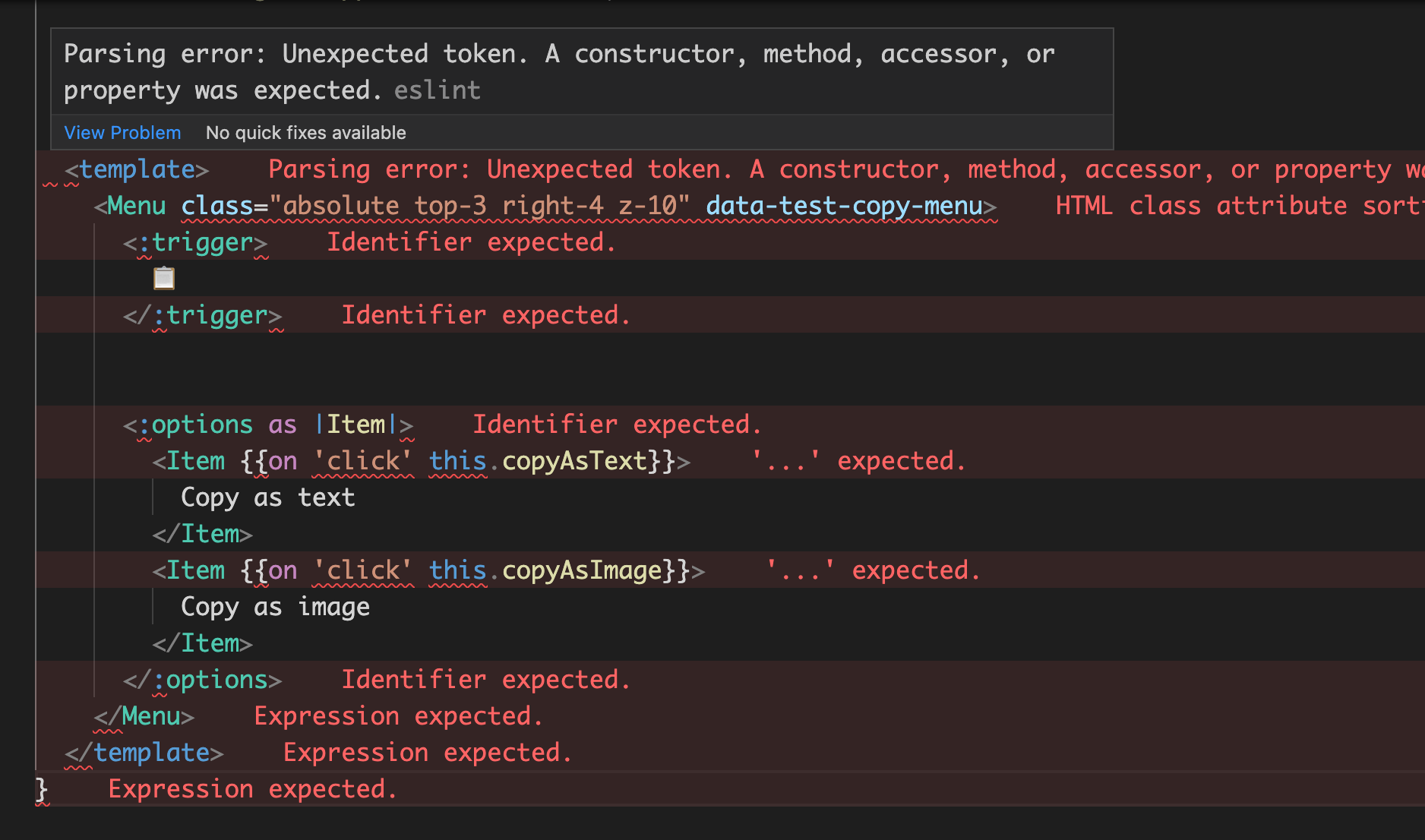 Text / String escaping in gts / gjs appears broken? · Issue #24 · lifeart/vsc-ember-syntax · GitHub