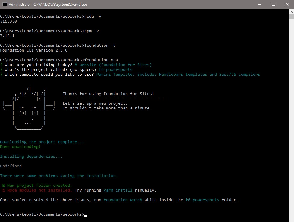 Node Modules Not Installed after 'foundation new' on Windows · Issue ...