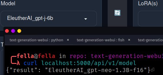 UI: After you changing the model and opening the UI on the new tab ...