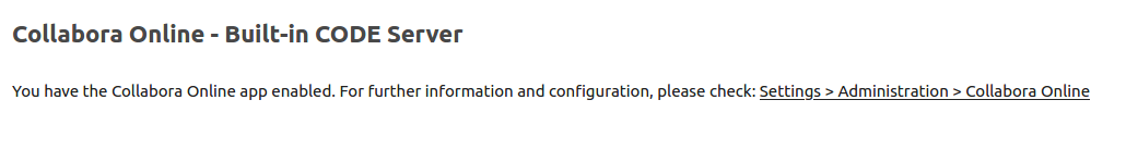 Collabora Online - Built-in CODE Server: Could not establish connection to the Collabora Online ...