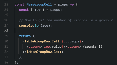 [Question] How to get a list of the list in a TableGroupRow -> cellComponent ? · Issue #1357 ...