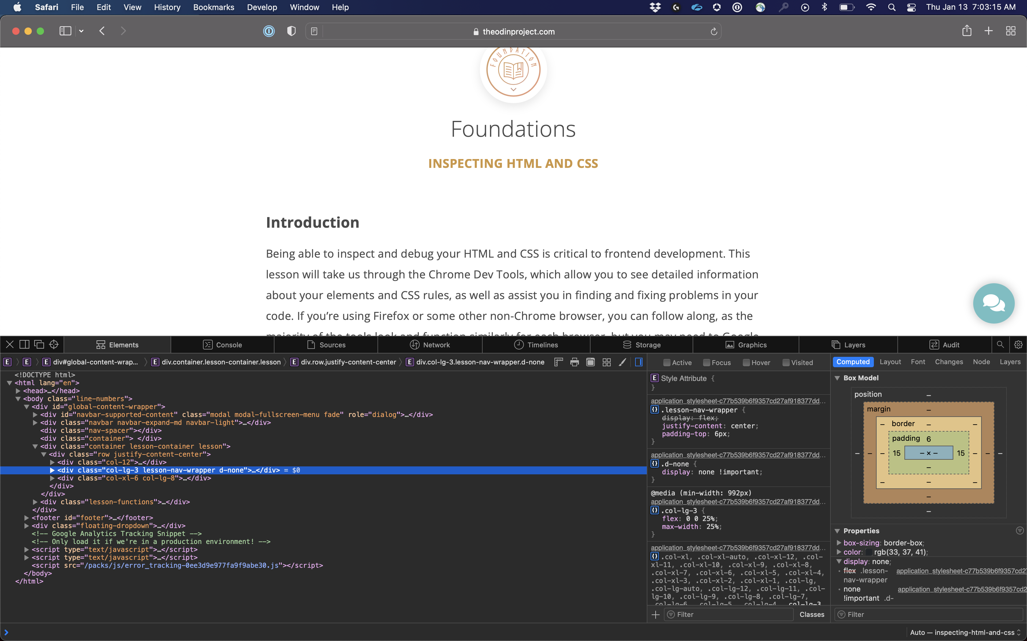 Lesson Navigation sidemenu missing in safari · Issue #2511 · TheOdinProject/theodinproject · GitHub