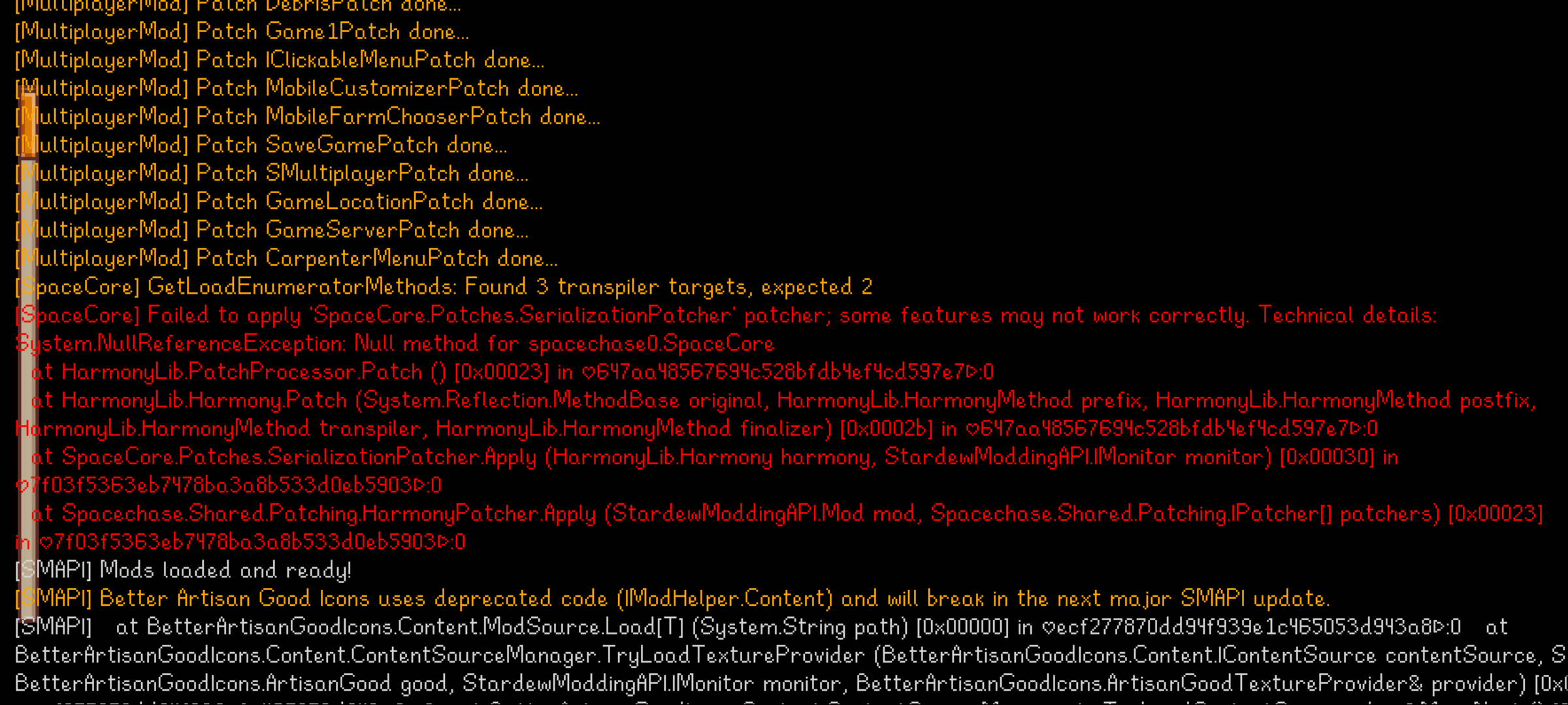Space core Mobile version 3.18.3.2 error? · Issue #362 · spacechase0/StardewValleyMods · GitHub