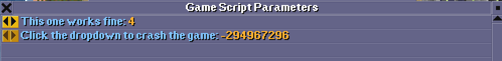 Crash Ctd And Incorrect Parameter Value When Adding Gsinfo Setting With Certain Int Max