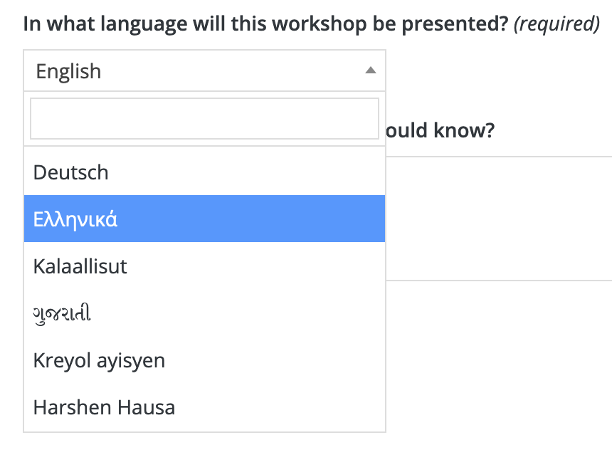 Show language shortcodes in workshop application · Issue #189 ...