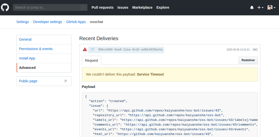 We couldn’t deliver this payload: Service Timeout · Issue #45 · kaiyuanshe/osschat · GitHub