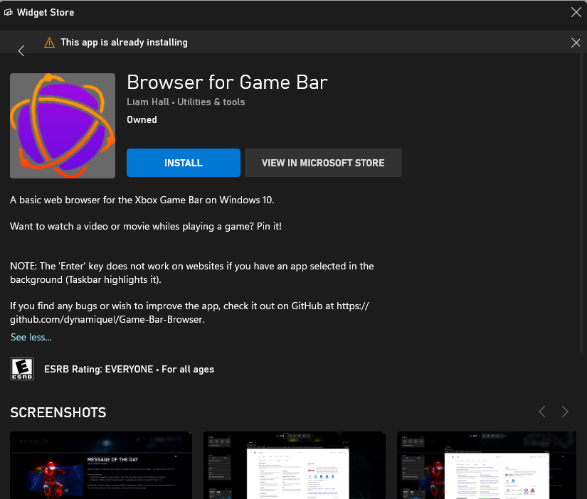 wont download · Issue #46 · dynamiquel/GameBarBrowser · GitHub
