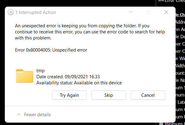 Files created on Host machine from within WSL2 cause error code 0x80004005 when attempting to ...