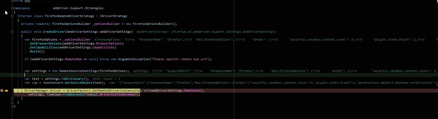 Gridexception Cannot Extract A Capabilities From The Request When Create Remotewebdriver By