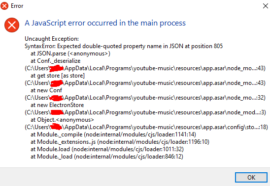 Any Version Fails To Open With The Attached Error Message · Issue 1174 · Th Chyoutube Music 