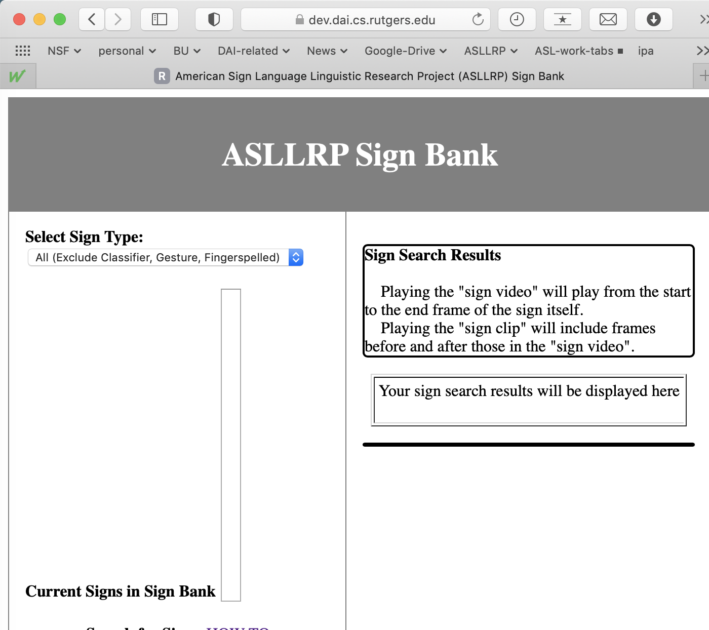 Dev1 - signs missing from sign bank for the last 2 days · Issue #360 · DCS-LCSR/ASL-DAI · GitHub
