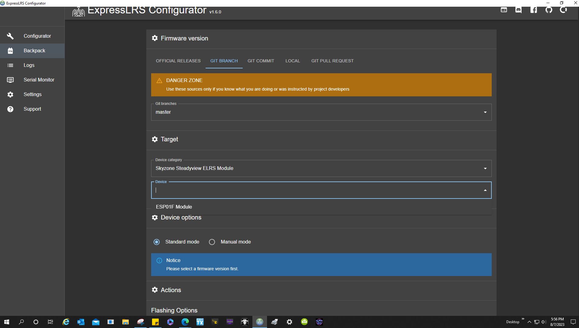 Steadyview ELRS Module Update? · Issue #557 · ExpressLRS/ExpressLRS-Configurator · GitHub