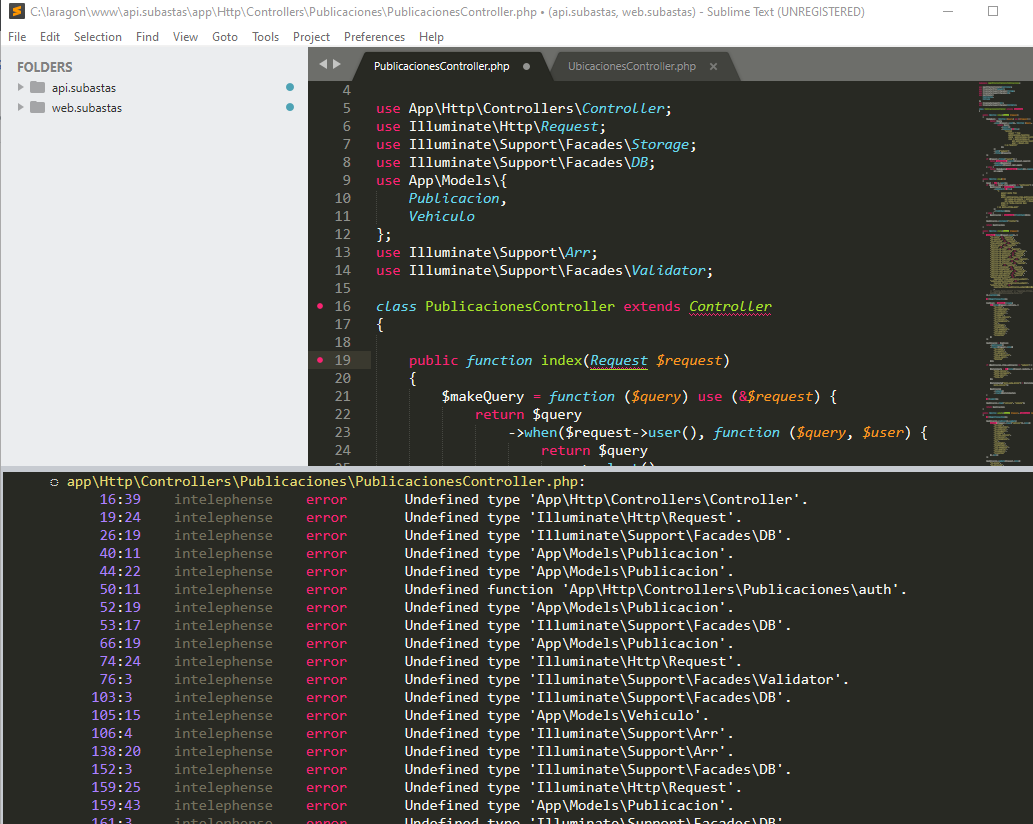 Intelephense not working with multiple root folder · Issue #38 · sublimelsp/LSP-intelephense ...