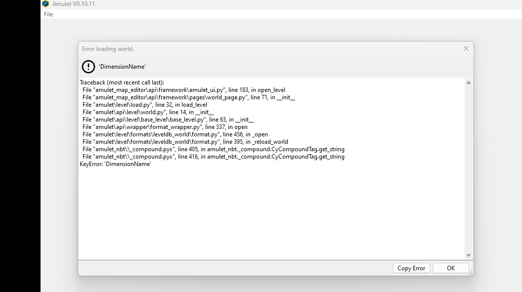 Bug Report Cant Load My Worlds · Issue 917 · Amulet Teamamulet Map Editor · Github