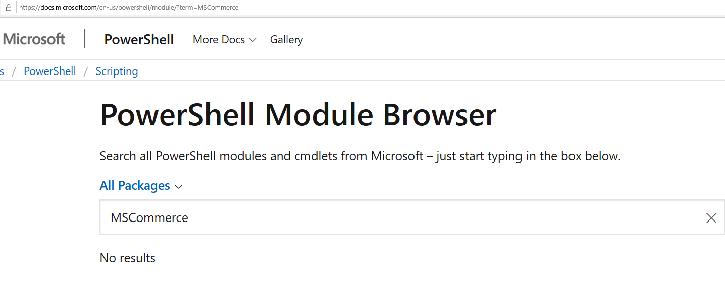 Cannot search for MSCommers PS module on PowerShell Module Browser · Issue #2304 · MicrosoftDocs ...