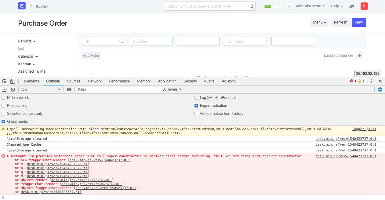 Chat Not Working On Latest Dev · Issue 15803 · Frappe Erpnext · Github