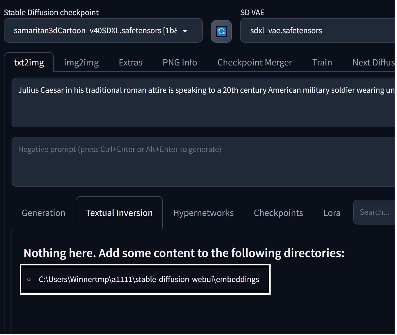 Textual Inversion (Embeddings) Tab is not loading for SDXL Models · AUTOMATIC1111 stable ...