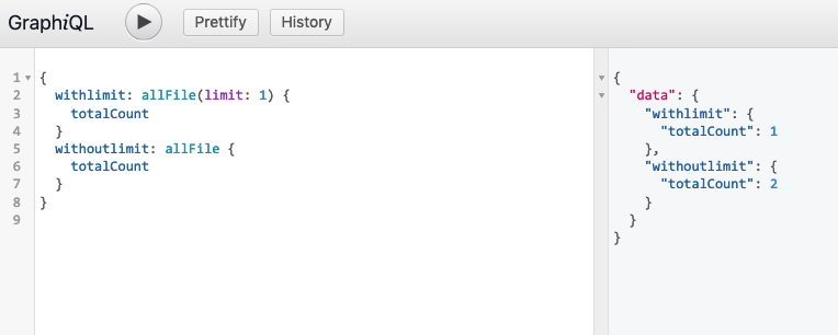 In Graphql Query Totalcount Is Incorrectly Affected By Limit · Issue 13342 · Gatsbyjsgatsby