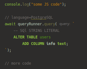 String literal support · Issue #661 · cweijan/vscode-database-client · GitHub