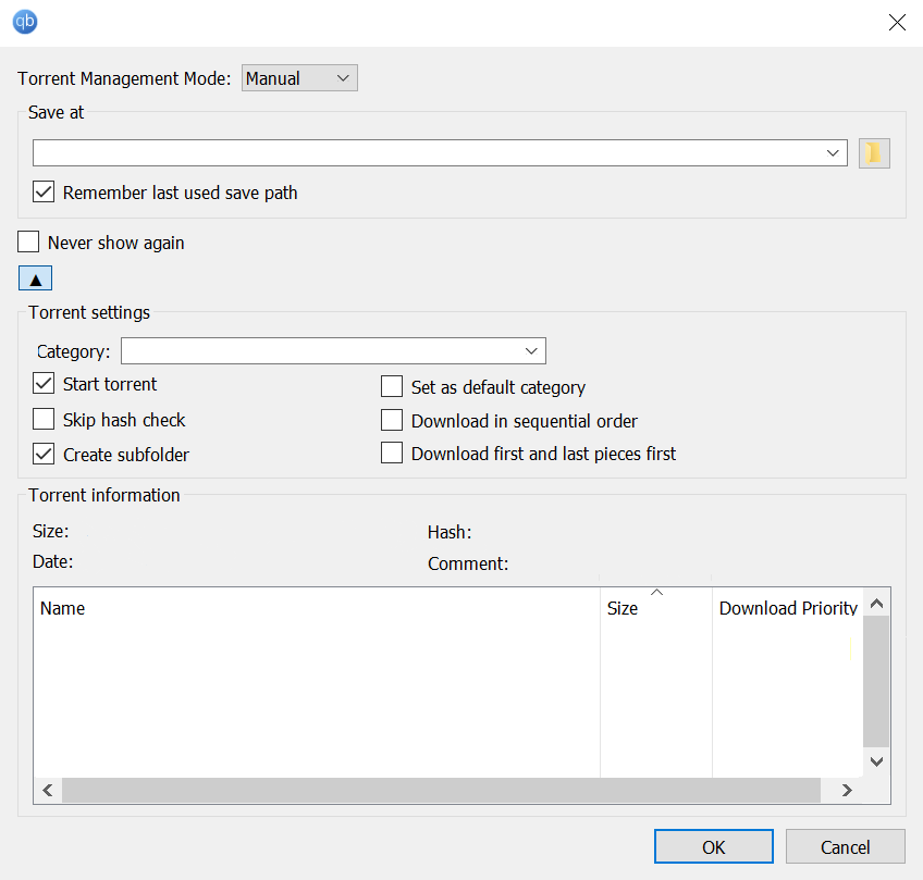 Change "Add new torrent" dialog layout · Issue #9359 · qbittorrent/qBittorrent · GitHub