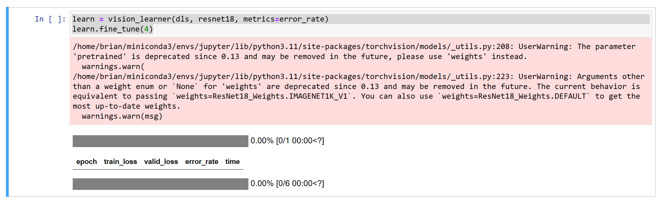 Calls to fine_tune() in Chapter 1 & 2 give warnings and Kernel needs to restart · Issue #581 ...
