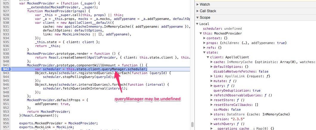 MockedProvider TypeError: Cannot read property 'scheduler' of undefined · Issue #2164 ...