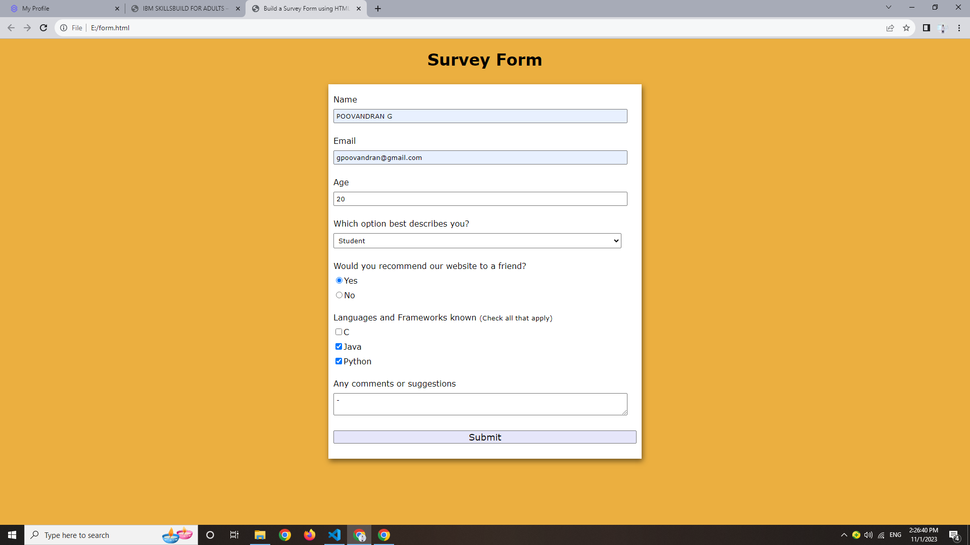 GitHub - poovandrang/Surveyform