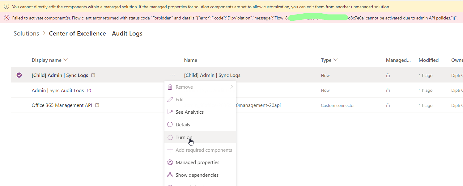 [BUG]: Unable to activate Audit log's flow - Admin | Sync Logs! · Issue #609 · microsoft ...