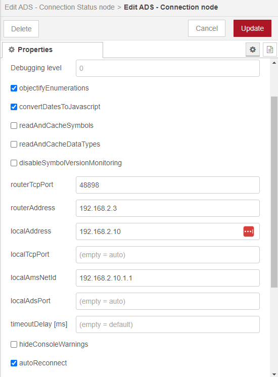 no connection to Beckhoff PLC Simulation · Issue #25 · jisotalo/node-red-contrib-ads-client · GitHub